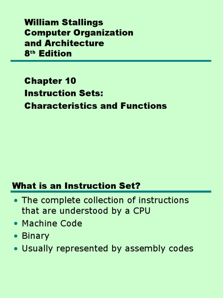 Instruction Sets: Characteristics & Functions | PDF | Integer (Computer ...
