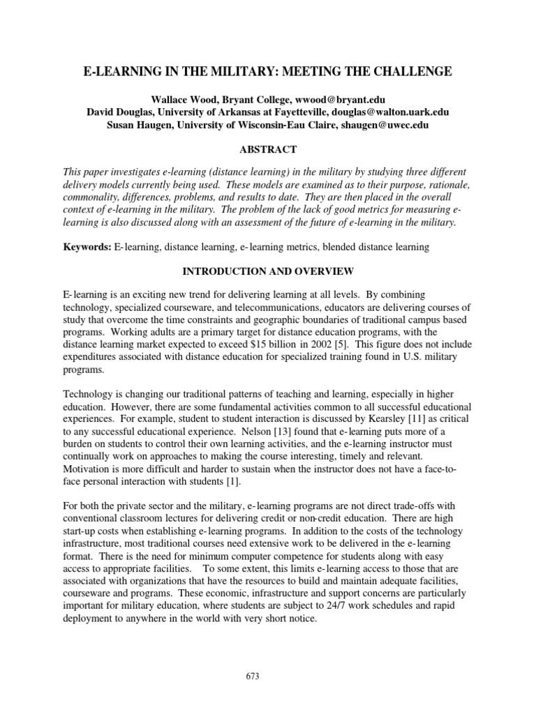 Military E-Learning Models Analysis | PDF | Educational Technology ...