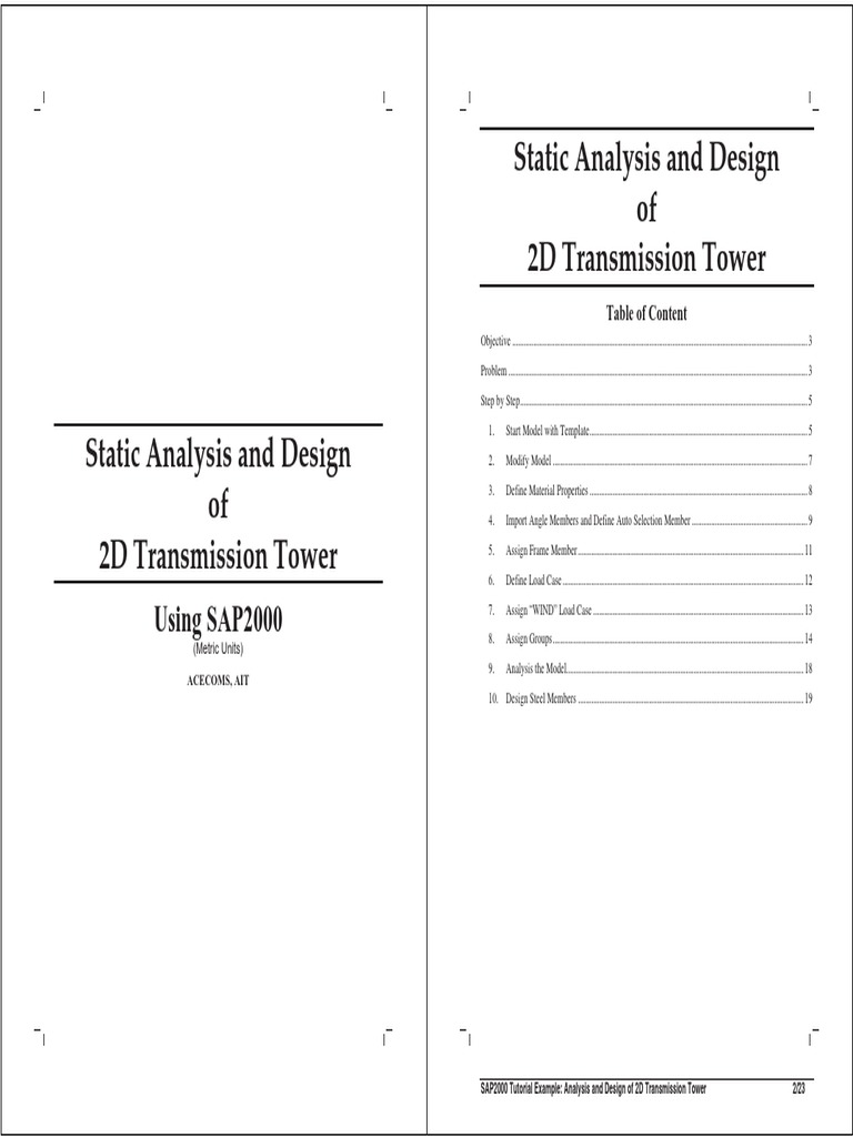 SAP2000 Example 2D Steel Tower | PDF | Computing And Information Technology