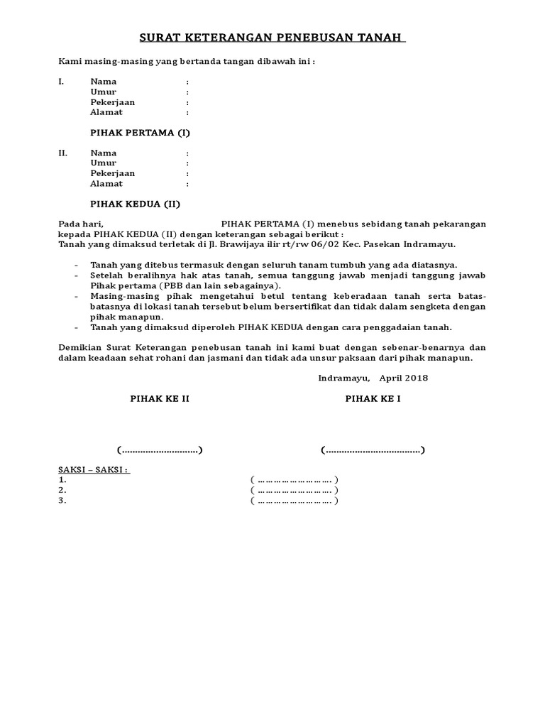 Surat Penebusan Tanah | PDF