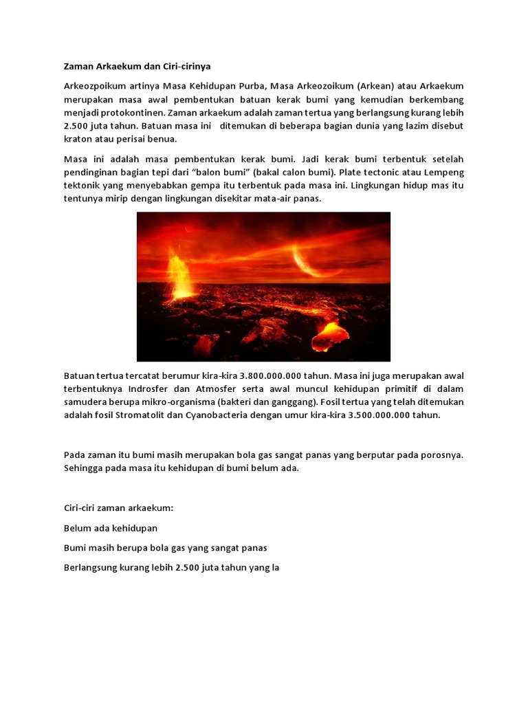Zaman Arkaekum Dan Ciri | PDF