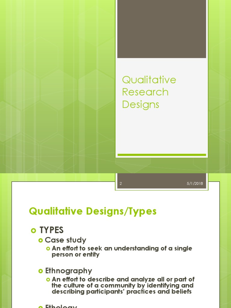 Types of Qualitative Research Designs | PDF | Qualitative Research ...