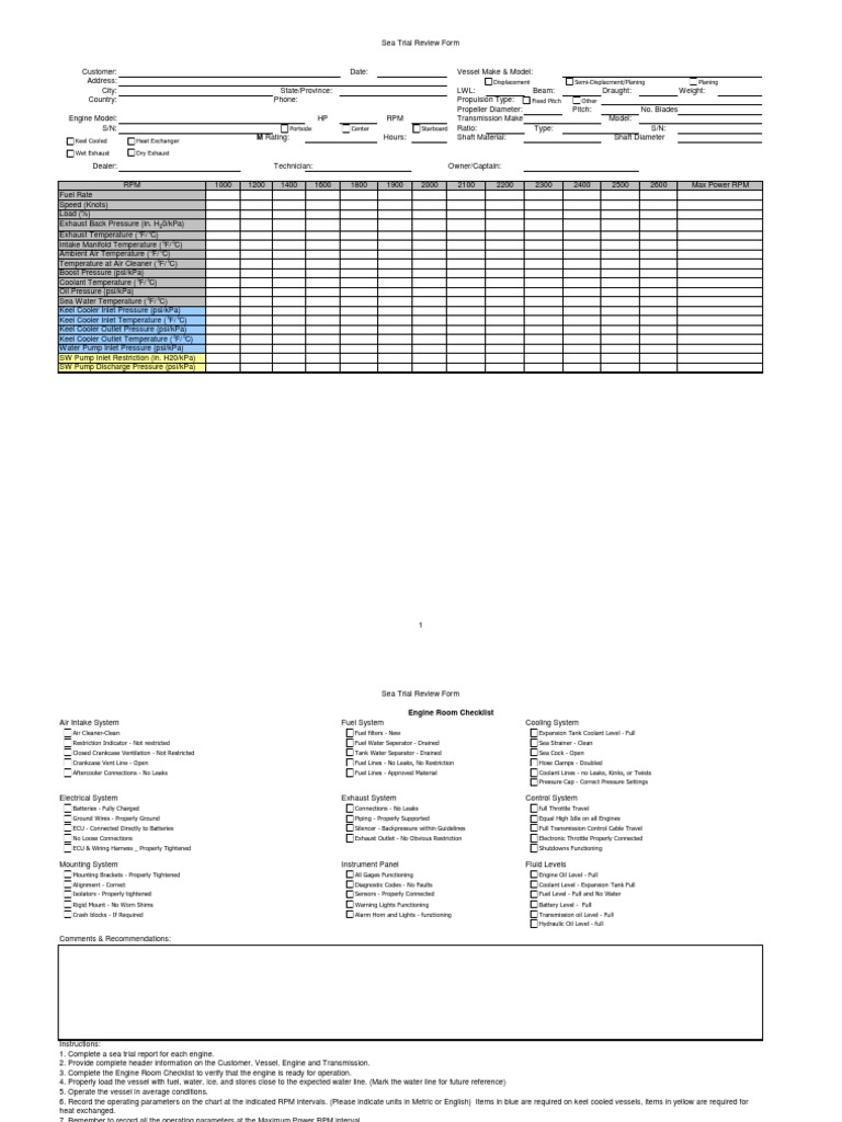 AG25 5 Sea Trial Review Form | PDF | Leak | Turbocharger