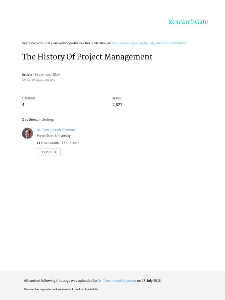 The History of Project Management | PDF | Software As A Service ...
