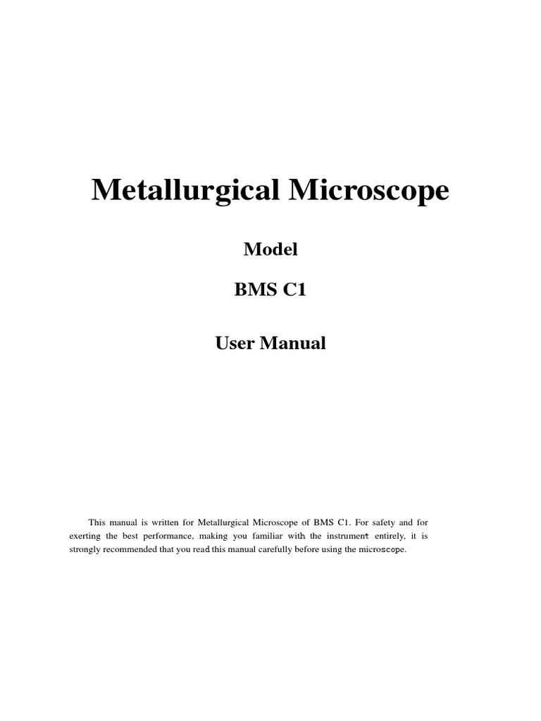 GB@74305 (BMS C1 Metallurgical Microscope) | PDF | Aperture | Equipment