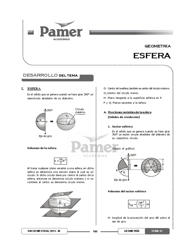 Volumen y propiedades de la esfera | PDF | Esfera | Medida Geométrica