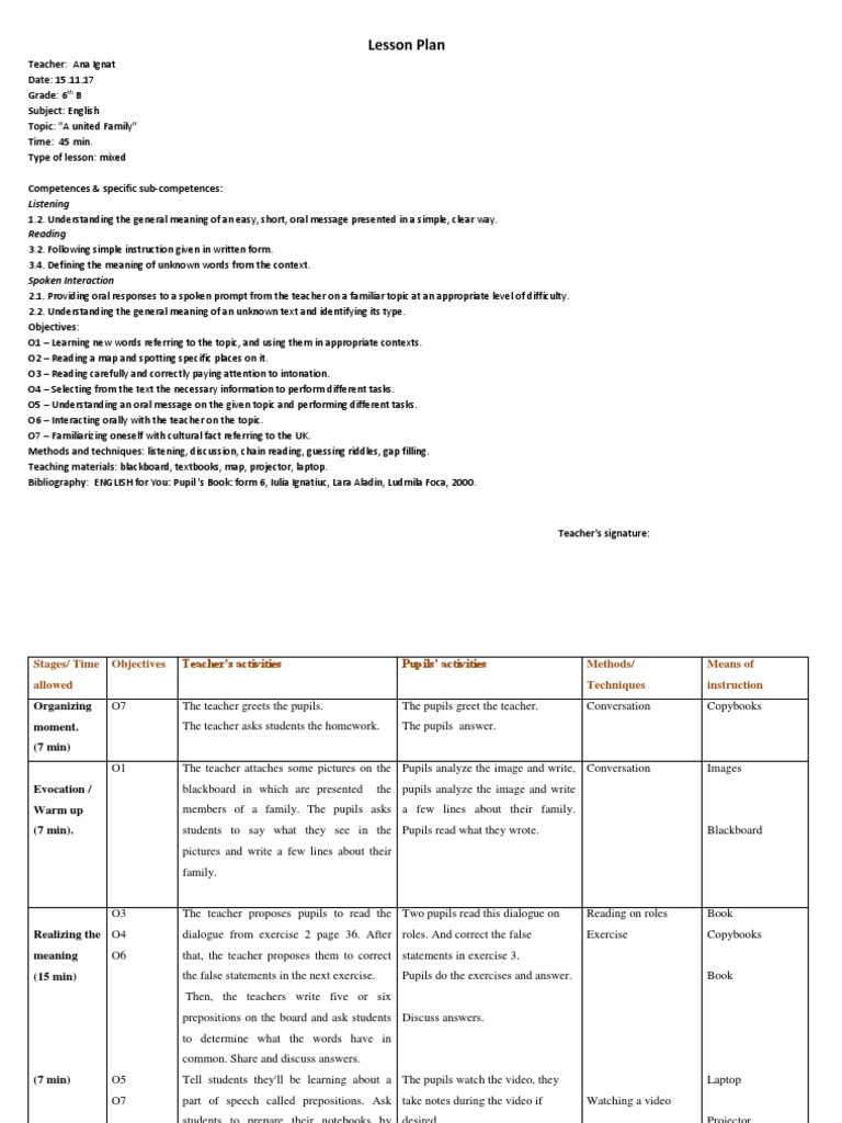 Lesson Plan Family | PDF | Lesson Plan | Teachers