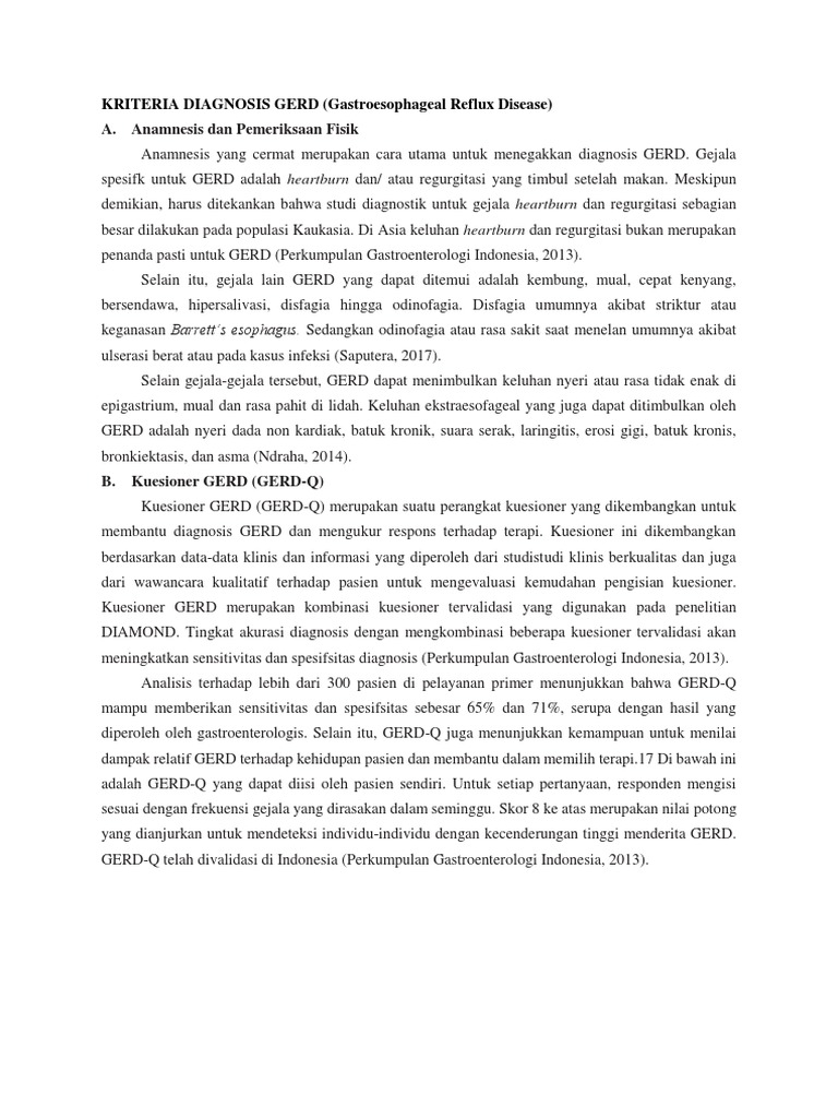 Kriteria Diagnosis Gerd (Gejala Tanda-Gerdq-Pemeriksaan Penunjang ...