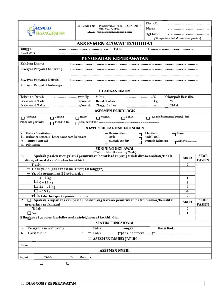 Form Assesmen Gawat Darurat | PDF