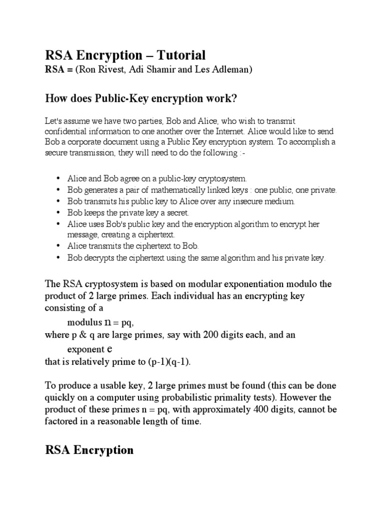 Chap4 RSA Tutorial | PDF | Public Key Cryptography | Key (Cryptography)