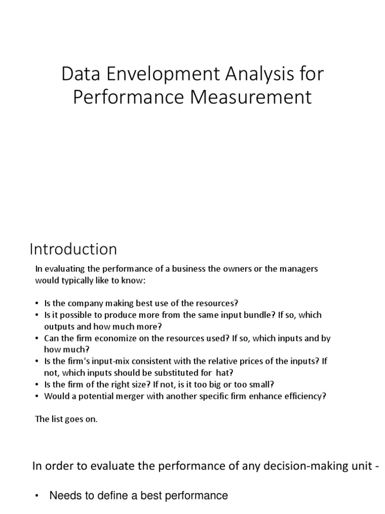 Data Envelopment Analysis For Performance Measurement | PDF | Analysis | Applied Mathematics
