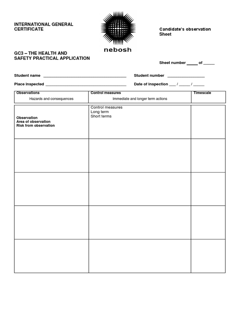 International General Certificate Candidate's Observation Sheet | PDF ...