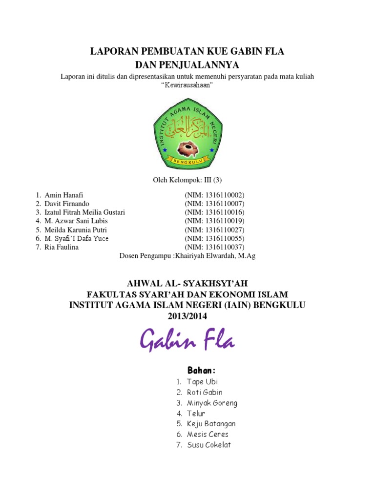 Laporan Pembuatan Kue Gabin Fla | PDF