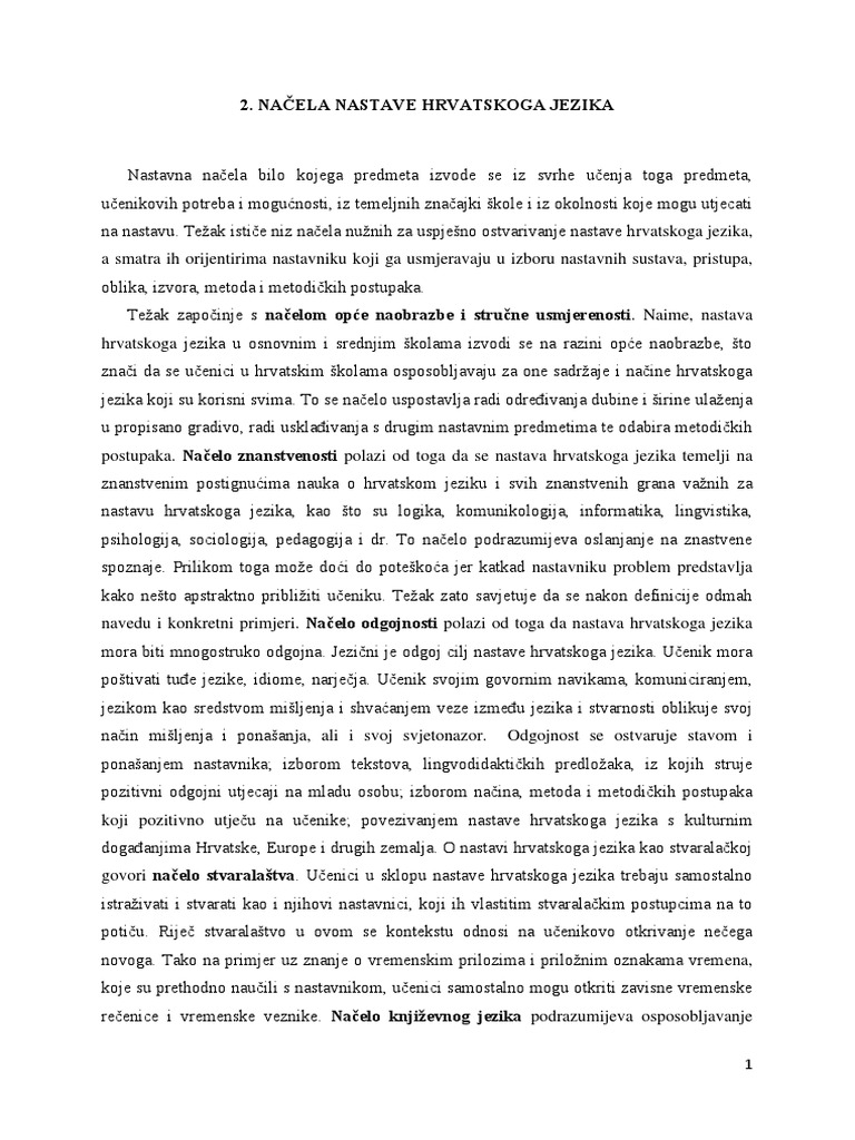 Nacela Nastave Hrvatskoga Jezika | PDF