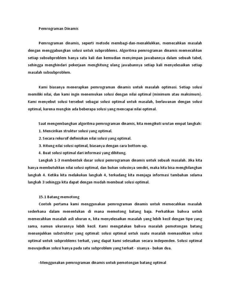 Panduan Pemrograman Dinamis dan Contohnya | PDF | Komputer