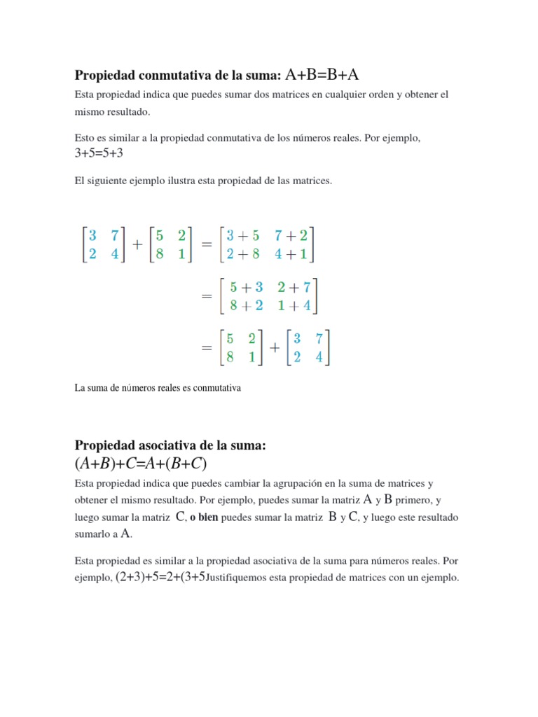 Suma de Matrices | PDF | Matriz (Matemáticas) | Matemática Elemental