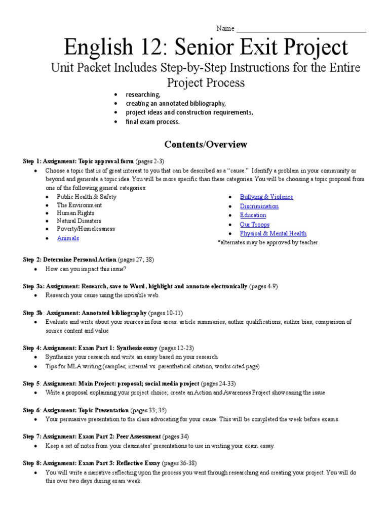 Complete Project Packet Revised | PDF | Essays | Citation