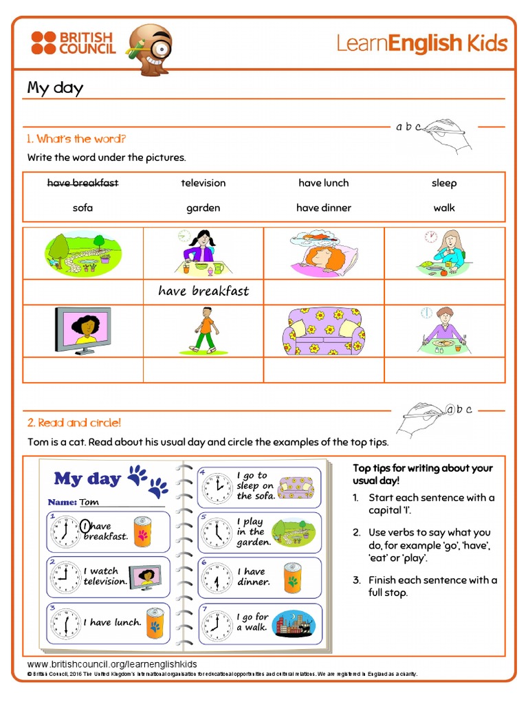 Writing Practice My Day Worksheet PDF | PDF | Language Mechanics ...