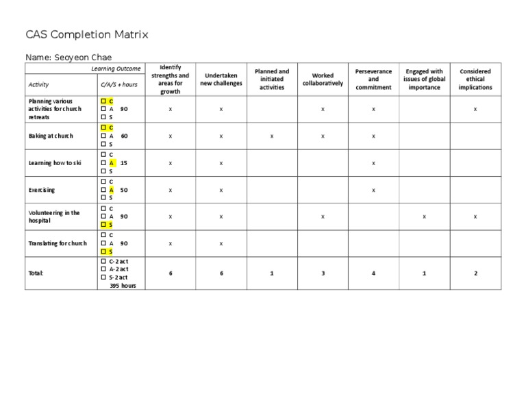 CAS Completion Matrix Overview | PDF