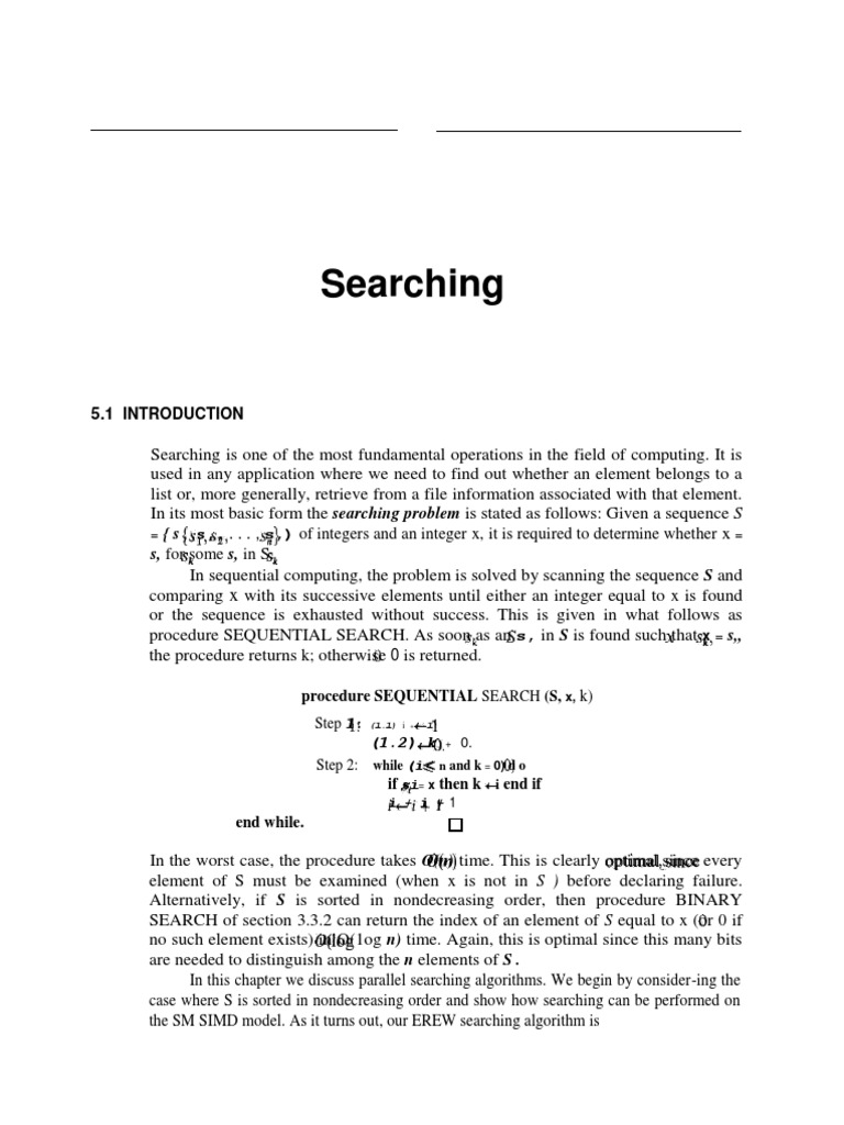 Ch5-Searching-Part1-The Design and Analysis of Parallel Algori - Selim G Akl | PDF | Time ...