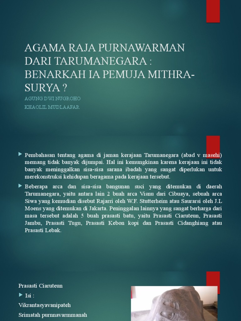 Agama Raja Purnawarman Dari Tarumanegara | PDF | Sejarah | Agama ...