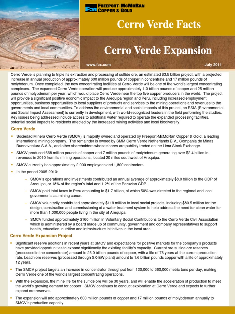 Cerro Verde Expansion JULY11 | PDF | Mining | Wastewater