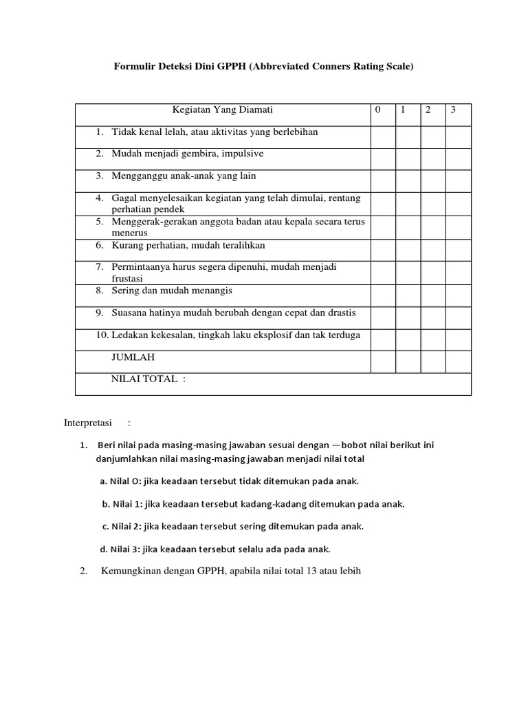 Formulir Deteksi Dini GPPH | PDF