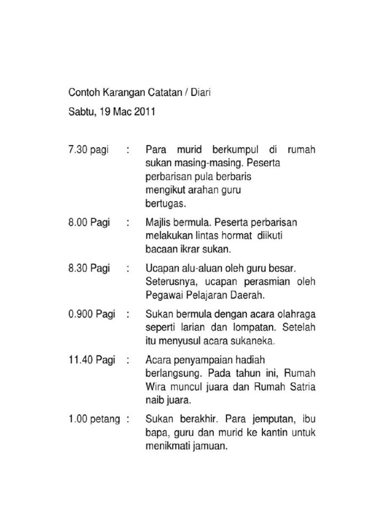 Contoh Karangan Catatan | PDF