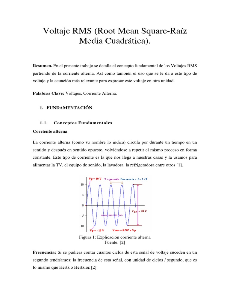 Consulta3 Voltaje RMS | PDF | voltaje | Corriente alterna