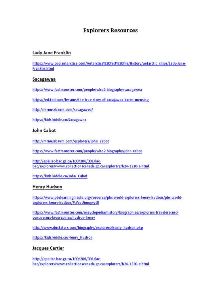 Explorers Resources | PDF | Exploration | Geography