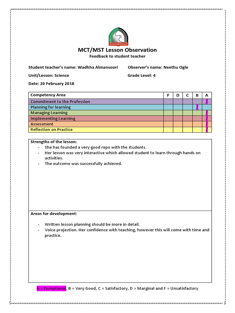 MST Observation | PDF | Educational Assessment | Teachers