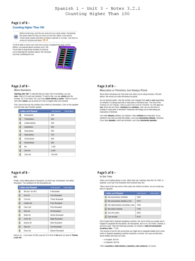 Spanish 1 - Unit 3 - 3.2.1 Notes | PDF