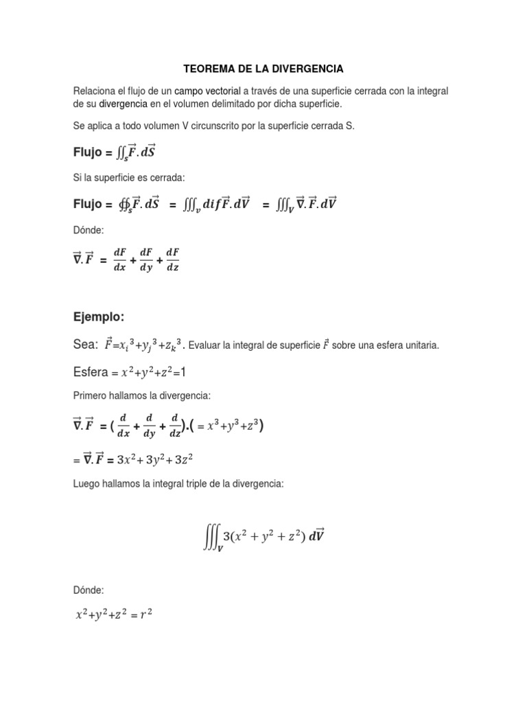 Teorema de La Divergencia | PDF | Divergencia | Integral