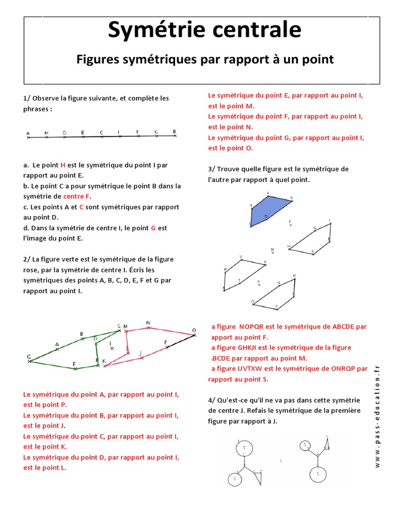 Correction Figures Symétriques Par Rapport à Un Point – Symétrie ...
