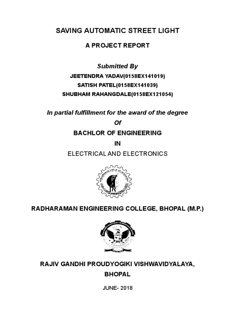 Automatic Street Light Project Report | PDF