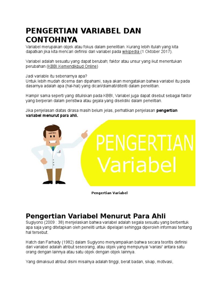 Pengertian Variabel Dan Contohnya | PDF