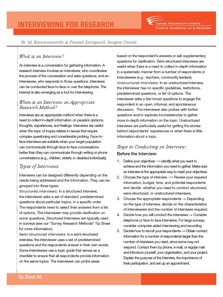 Interview Methods For Research | PDF | Interview | Survey Methodology