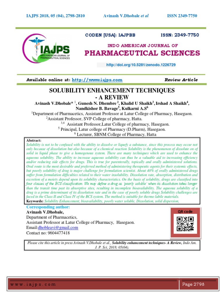 Solubility Enhancement Techniques - A Review | PDF | Dissolution ...