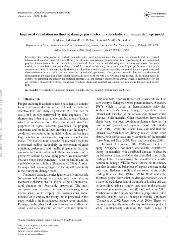 Enhanced Damage Parameter Calculation in VECD Model | PDF ...