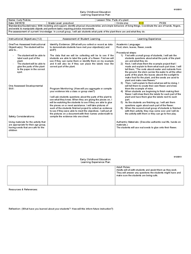 Edt 313 Final Lesson Plan | PDF | Early Childhood Education | Learning
