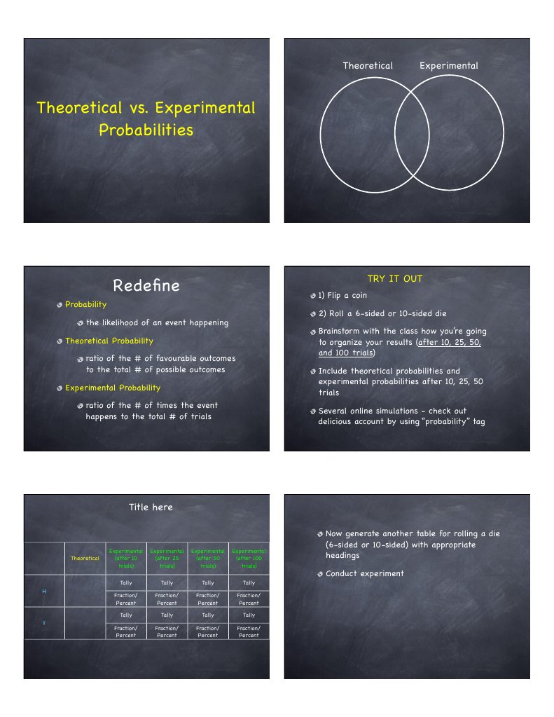 Theoretical Vs Experimental Probabilities | PDF | Probability | Experiment