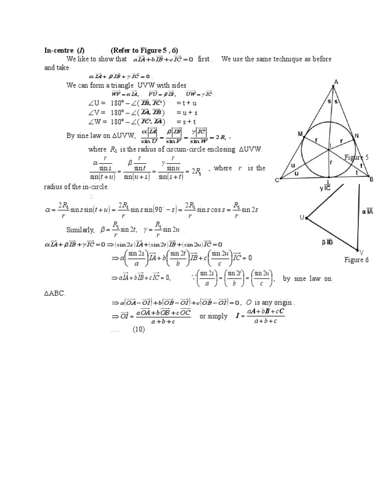 In-Centre (I) (Refer To Figure 5, 6) : 2 Sin Sin Sin Sin Sin Sin | PDF ...