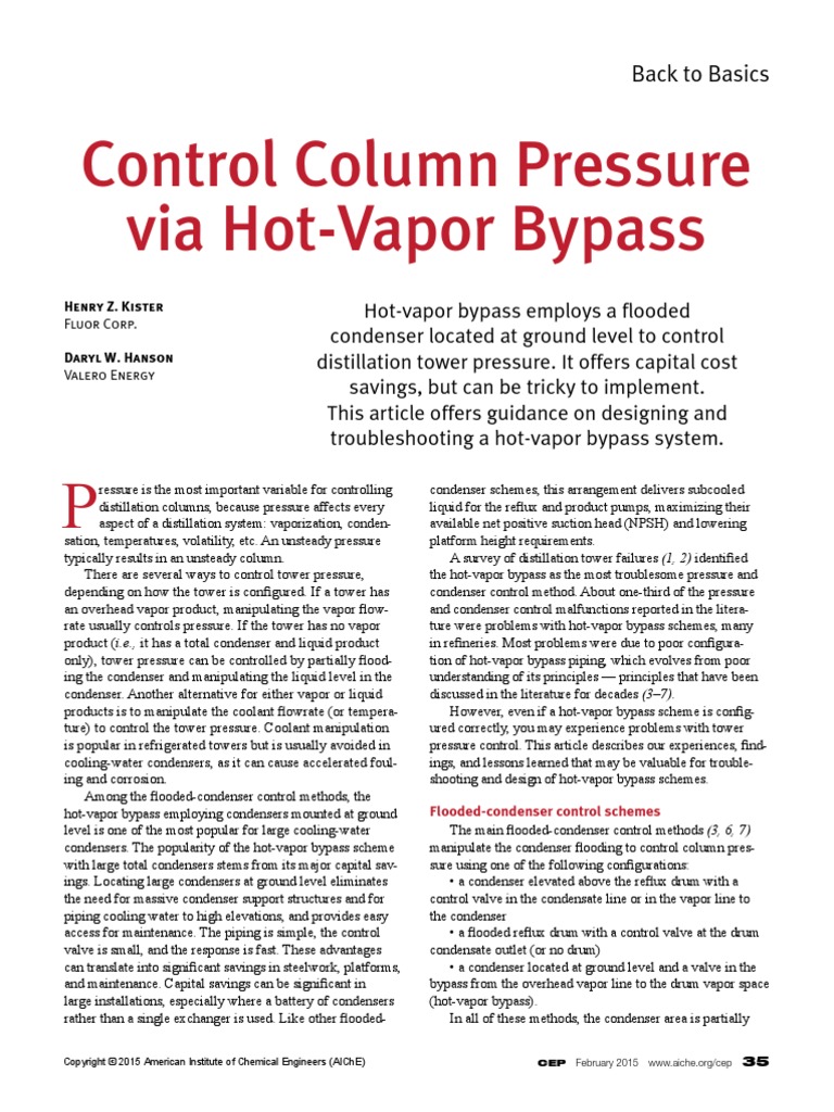 Column Pressure Control | PDF | Heat Transfer | Heat Exchanger