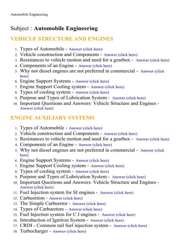 Automobile Engineering - Lecture Notes, Study Material and Important ...