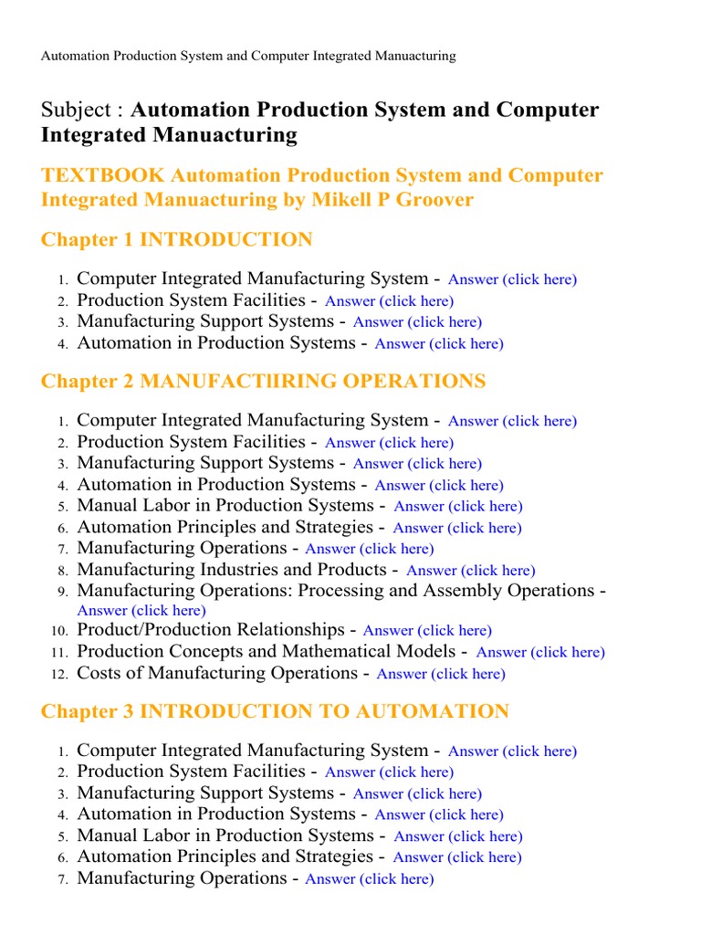 Automation in Production Systems Overview | PDF | Operations Management ...