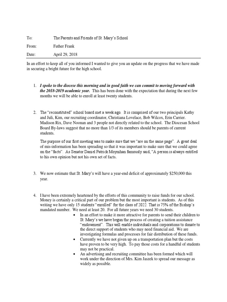 ST Mary's High School Update | PDF | Tuition Payments | Public Sphere