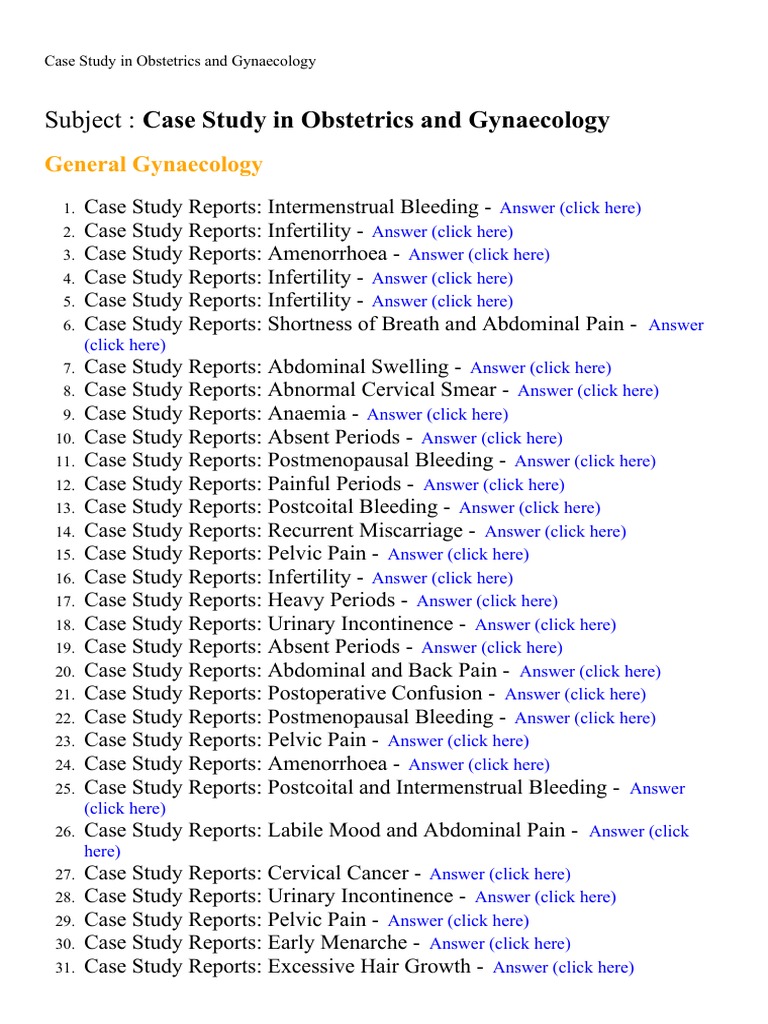 Case Study in Obstetrics and Gynaecology - Lecture Notes, Study ...