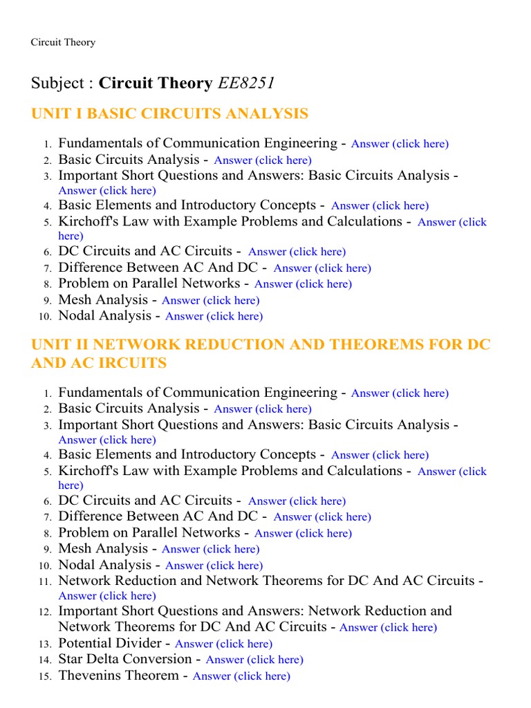 Circuit Theory - Lecture Notes, Study Material and Important Questions ...