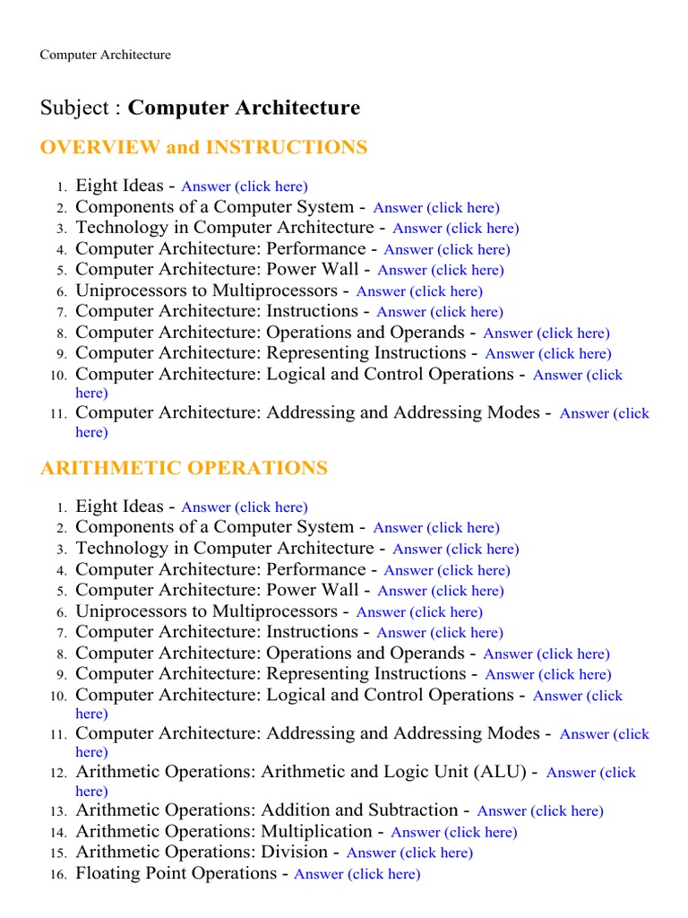 Computer Architecture - Lecture Notes, Study Material and Important ...