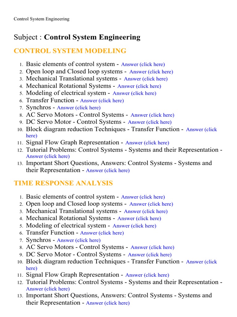 Control System Engineering - Lecture Notes, Study Material and ...